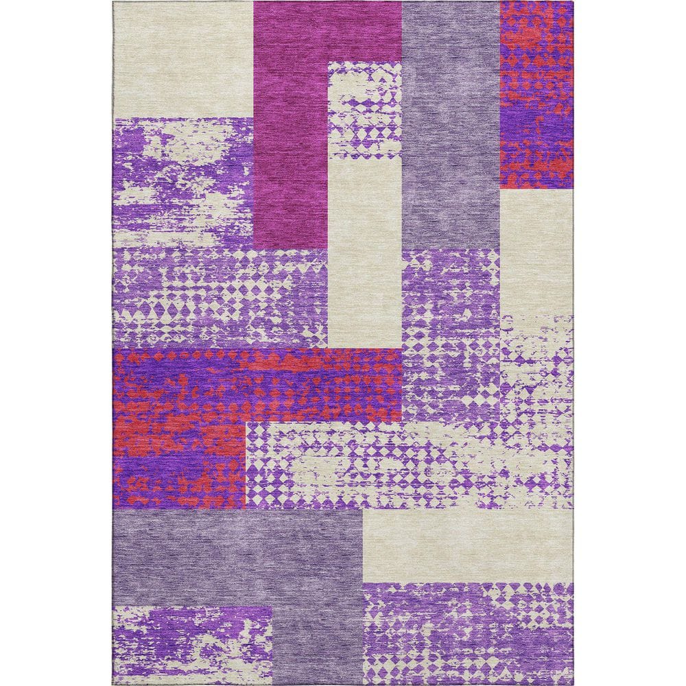 Addison Rugs Mayfield Premium Machine Washable Abstract AMF941 Lavender ...