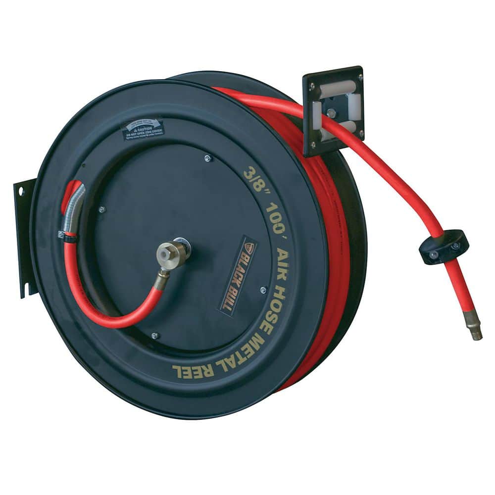 BLACK BULL 100 ft. Retractable Air Hose Reel with Auto Rewind 807202 ...