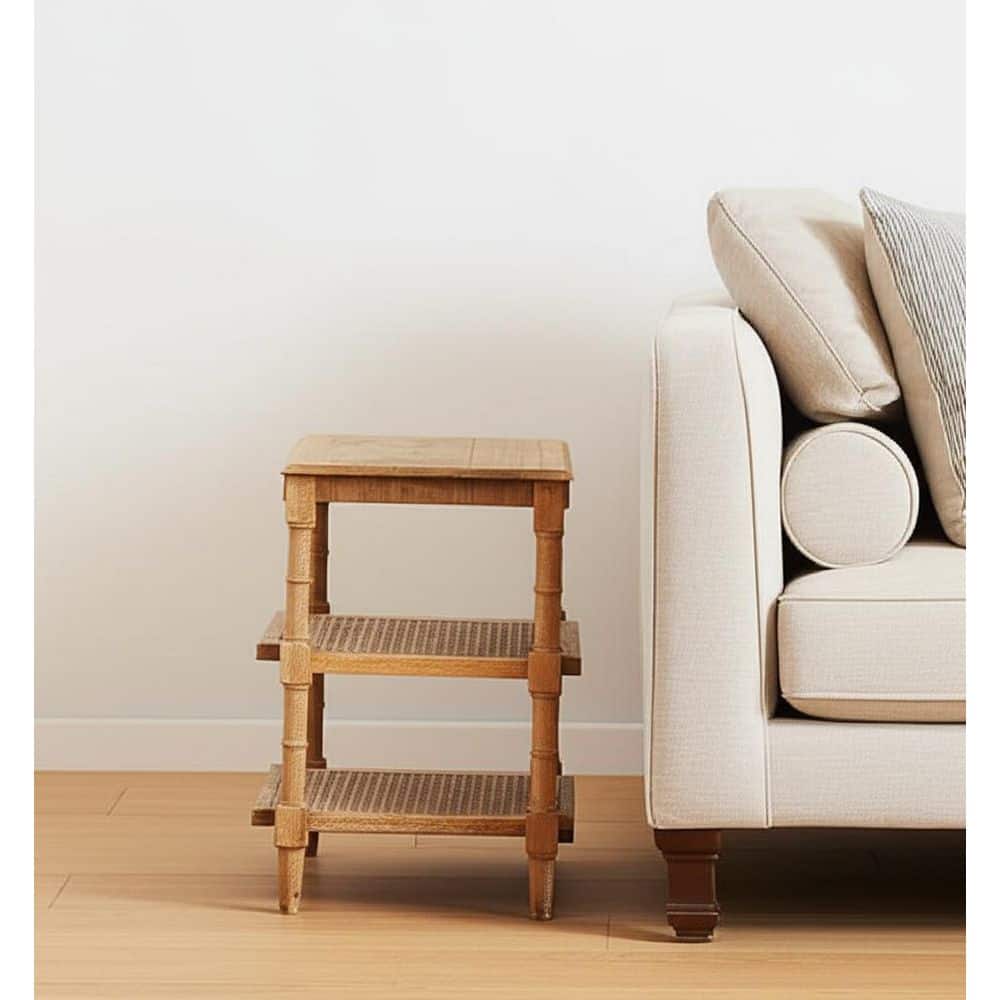 HomeRoots 18 in. Natural Rectangle Wood End Table 2000632710 - The Home ...