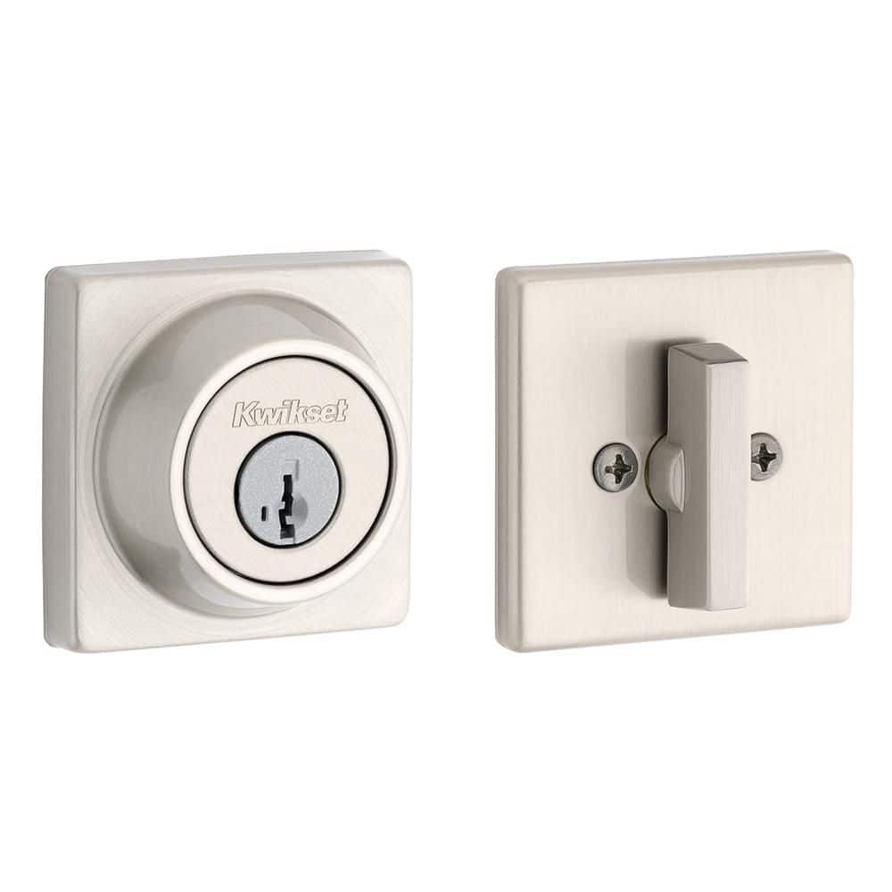 Kwikset 660 Series Satin Nickel Keyed Square Deadbolt Keyed One Side ...
