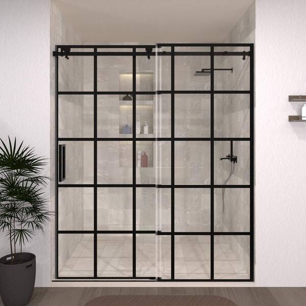 Hermitage Bath Brewo 60 in. W x 76 in. H Sliding Frameless Shower Door ...