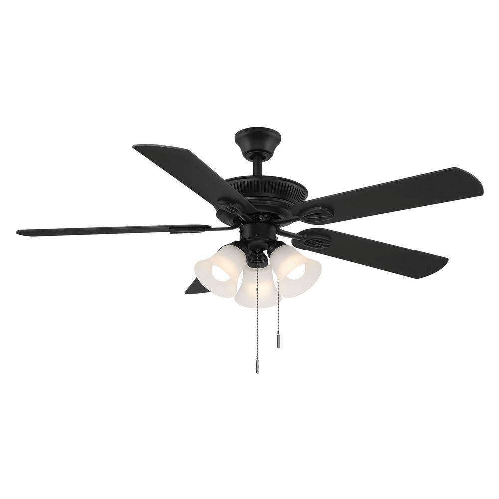 Hampton Bay Glendale III 52 In LED Indoor Matte Black Ceiling Fan With