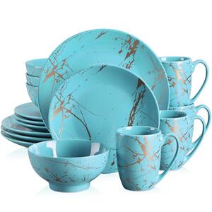 vancasso 16-Piece Light Blue Porcelain Plates, Bowls Set Coffee Mugs ...