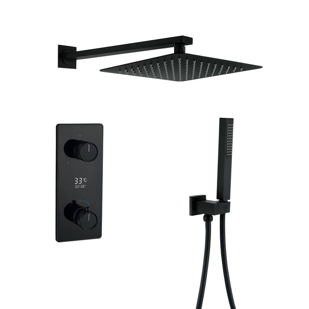 WELLFOR 2-Spray 10 in. Dual Wall Fixed and Handheld Shower Head 1.59 ...