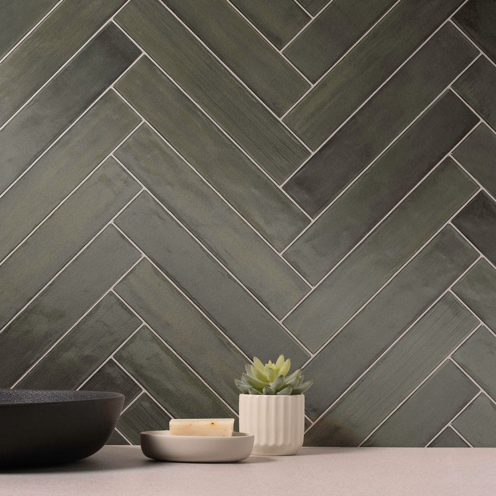 CRUZ BAY STUDIO Buckingham 3 in. x 16 in. Green Gloss Glazed Porcelain ...