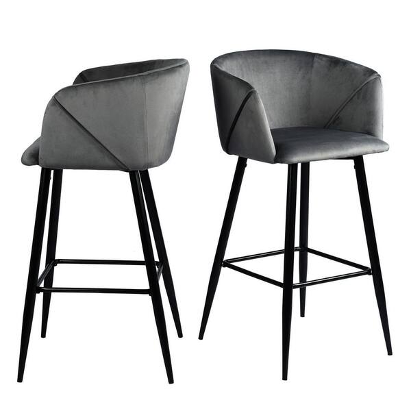 Homy Casa Aldridge 30 in. Grey Low Back Metal Frame Bar Stool with ...