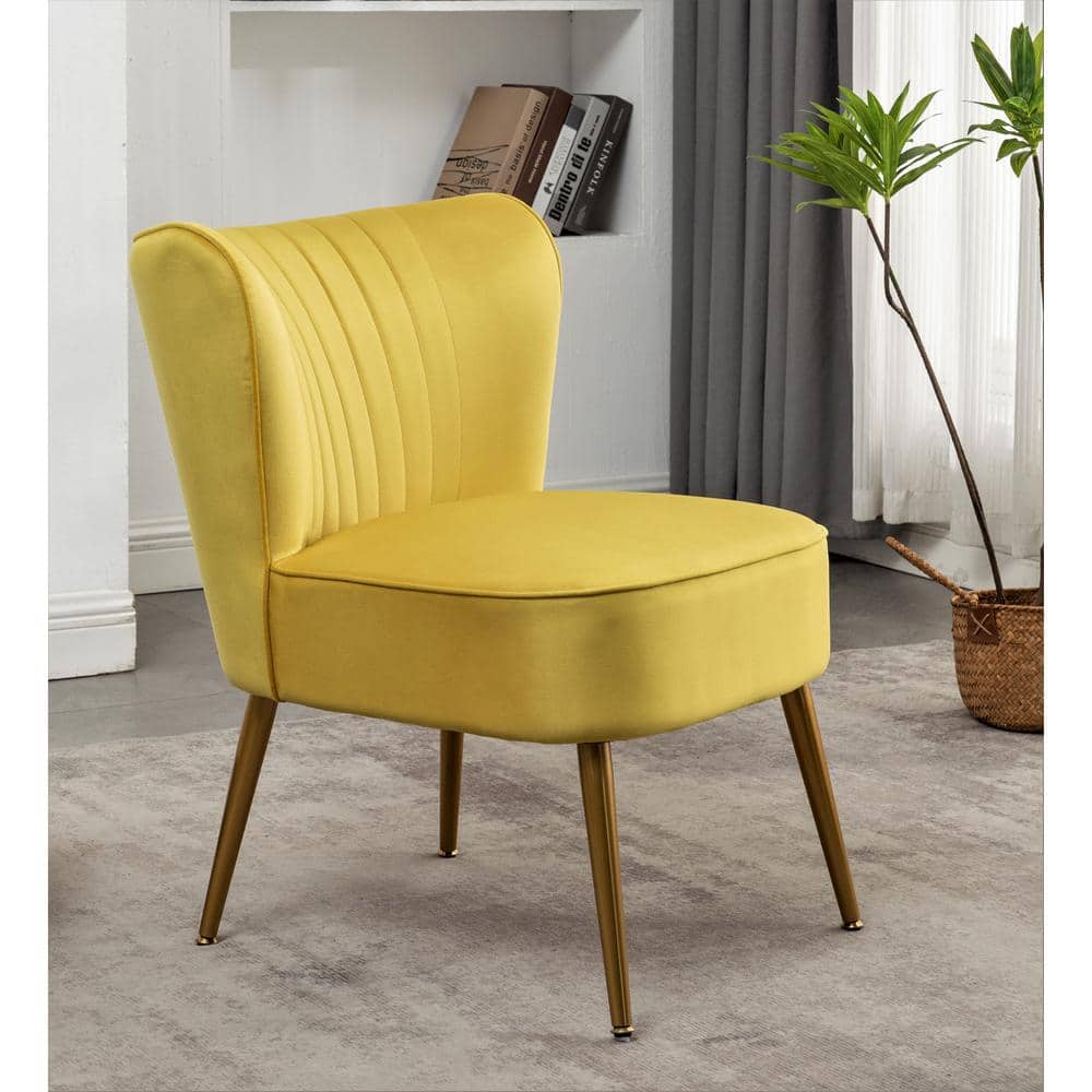 US Pride Furniture Us pride furniture Sauter 23.2 in. Wide Mid Century Modern Yellow Microfiber Accent Chair Set of 1 HD C247 The Home Depot