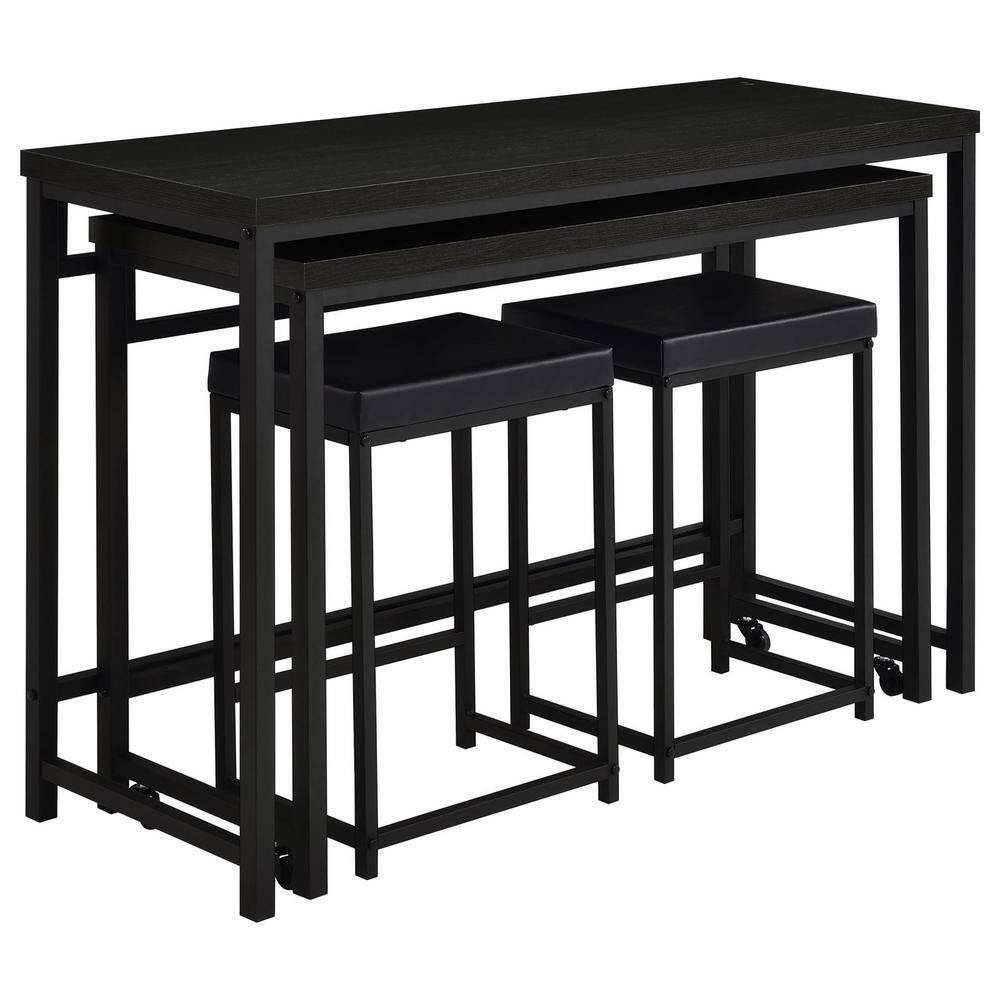 Coaster Hawes 4-Piece Black Wood Top Multipurpose Counter Height Table ...