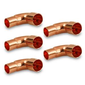 PLUMBFLEX 3/8 in. Copper C x C Long Radius 90-Degree Elbow Fitting with 2-Solder Cups (5-Pack ...