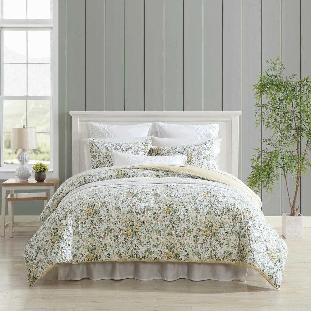 Laura Ashley Country Meadow 3-Piece Gold/Cream 100% Cotton King ...