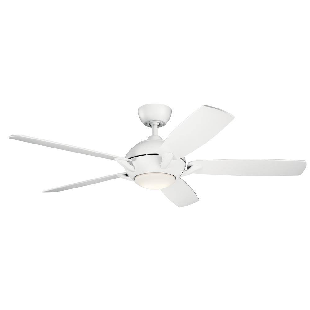 KICHLER Geno 54 in. Indoor Matte White Downrod Mount Ceiling Fan with ...