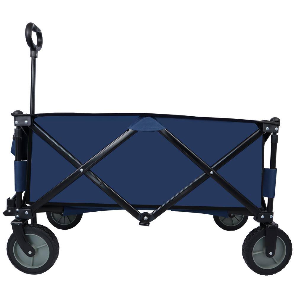 OLUMAT 4.7 cu. ft. Metal Garden Cart, Navy Blue FO-GWC-54 - The Home Depot
