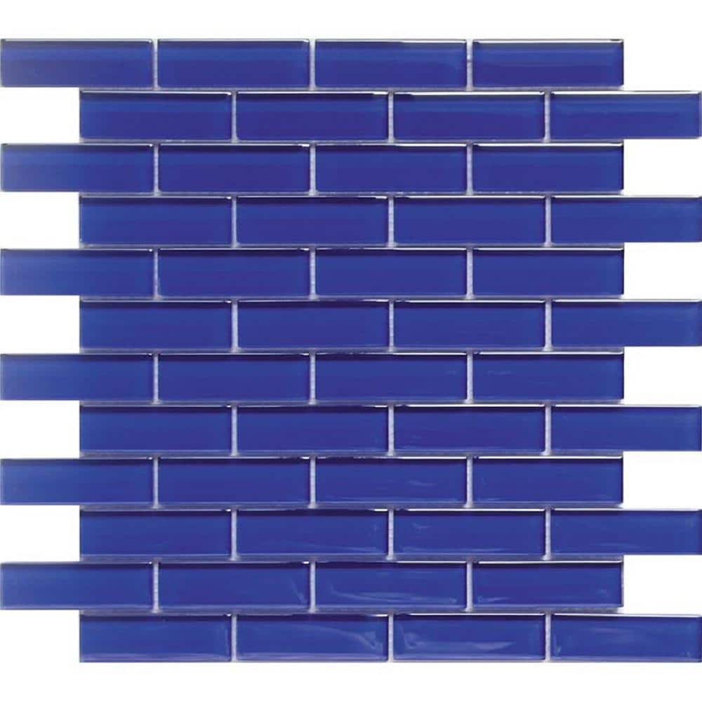Apollo Tile Cobalt Blue 4 in. x 5 in. Polished Glass Mosaic Tile Sample ...