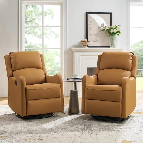 JAYDEN CREATION Benita Camel Traditional 360° Swivel Rocker Recliner ...