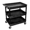 H Wilson TC Series 24 in. W x 32 in. L 3-Tub Shelf Utility Cart, Black ...