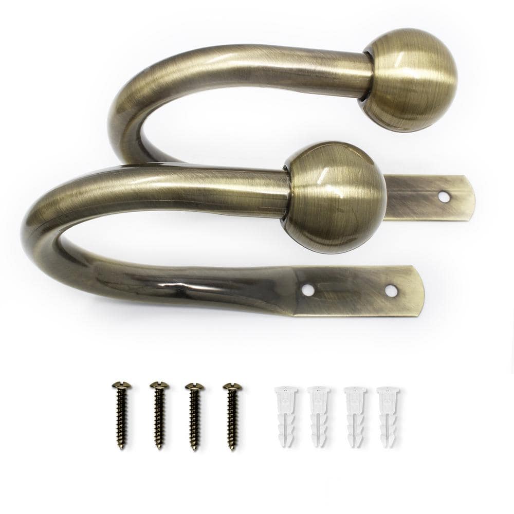 Chicology Essential Antique Brass Steel Hook Curtain Holdback (Set of 2 ...