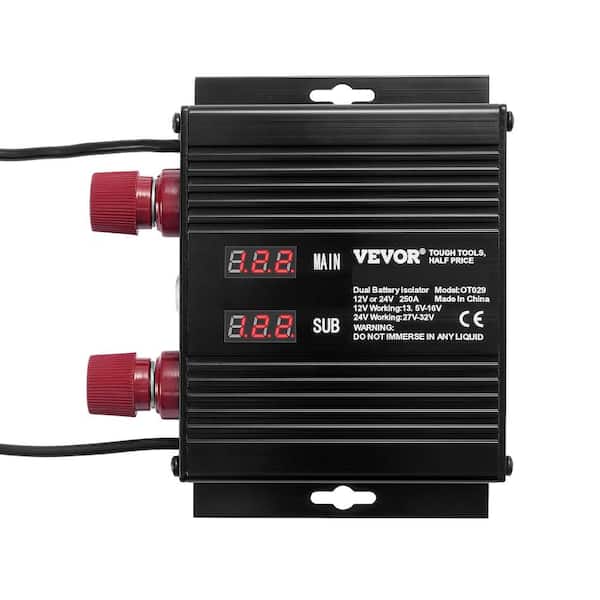 VEVOR 250 Amp Dual Battery Smart Isolator 12V/24V Universal VSR Voltage ...