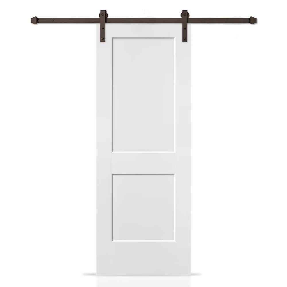 CALHOME 36 in. x 80 in. White Primed MDF Solid Core 2-Panel Shaker ...