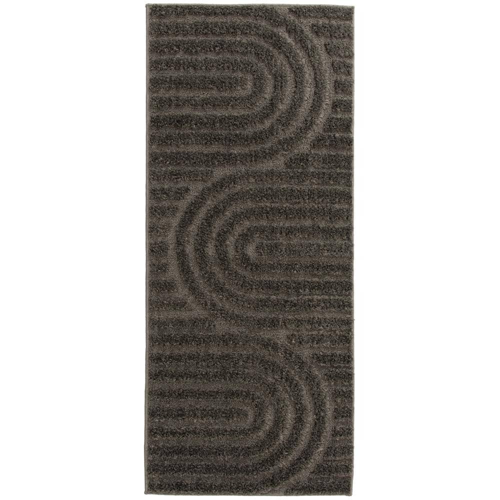 StyleWell Oathil Dark Iron Gray 2 ft. x 5 ft. Geometric Runner Rug ...