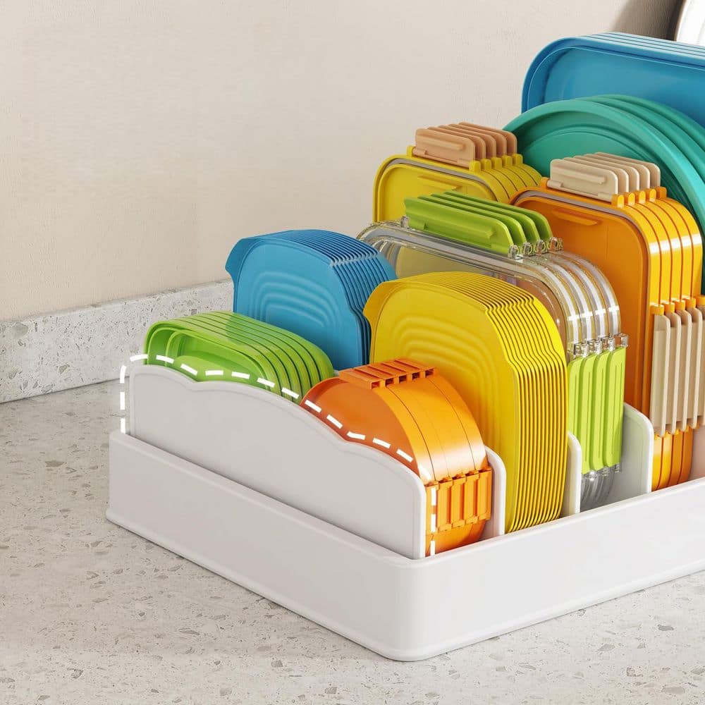 Esepony 13 in. x 10 in. Lid Holder with Large, 6-Adjustable Dividers ...