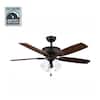 Hampton Bay Devron 52 in. LED Indoor Oil-Rubbed Bronze Ceiling Fan with ...