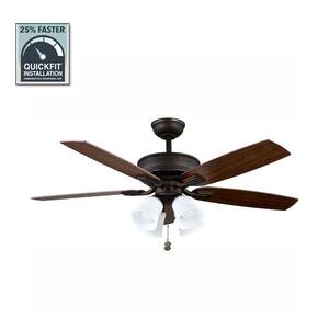Hampton Bay Rockport 52 in. Indoor LED Bronze Ceiling Fan with Light ...