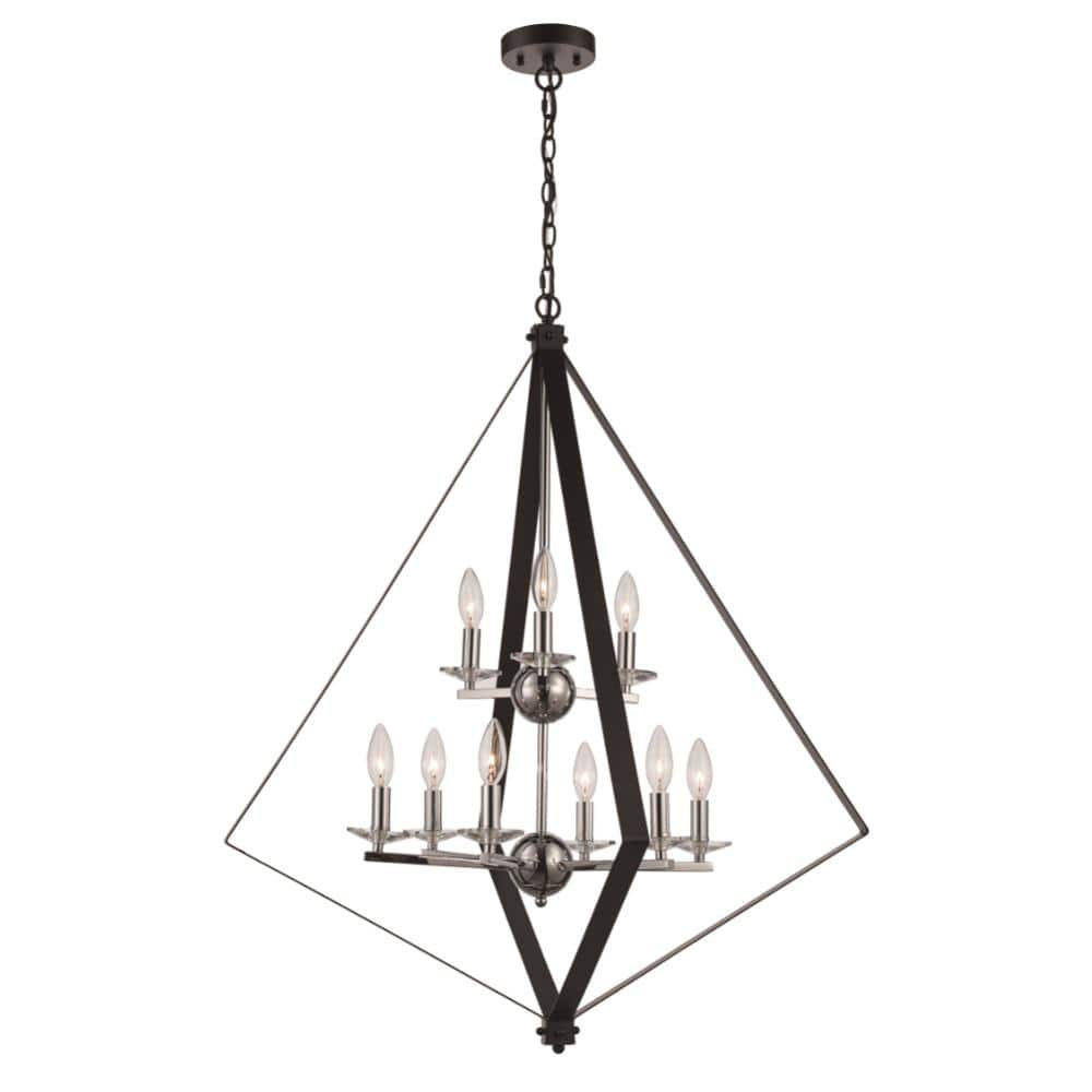 Bel Air Lighting Glacier 9-Light Black and Polished Triangle Pendant ...