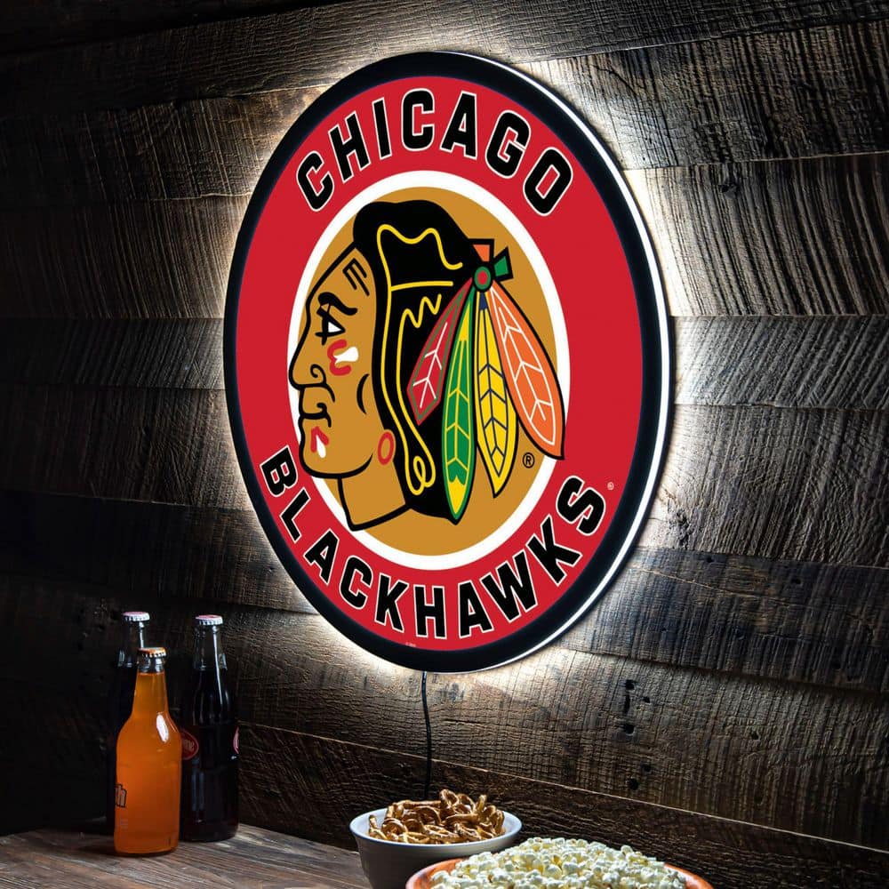 Evergreen Chicago Blackhawks Round 23 in. Plug-in LED Lighted Sign ...
