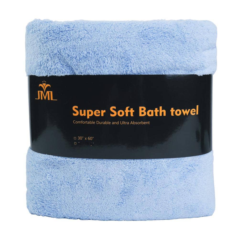 JML Blue 350 GSM Polyester Fleece Bath Towel (Set of 2) Fleece 01-4 ...