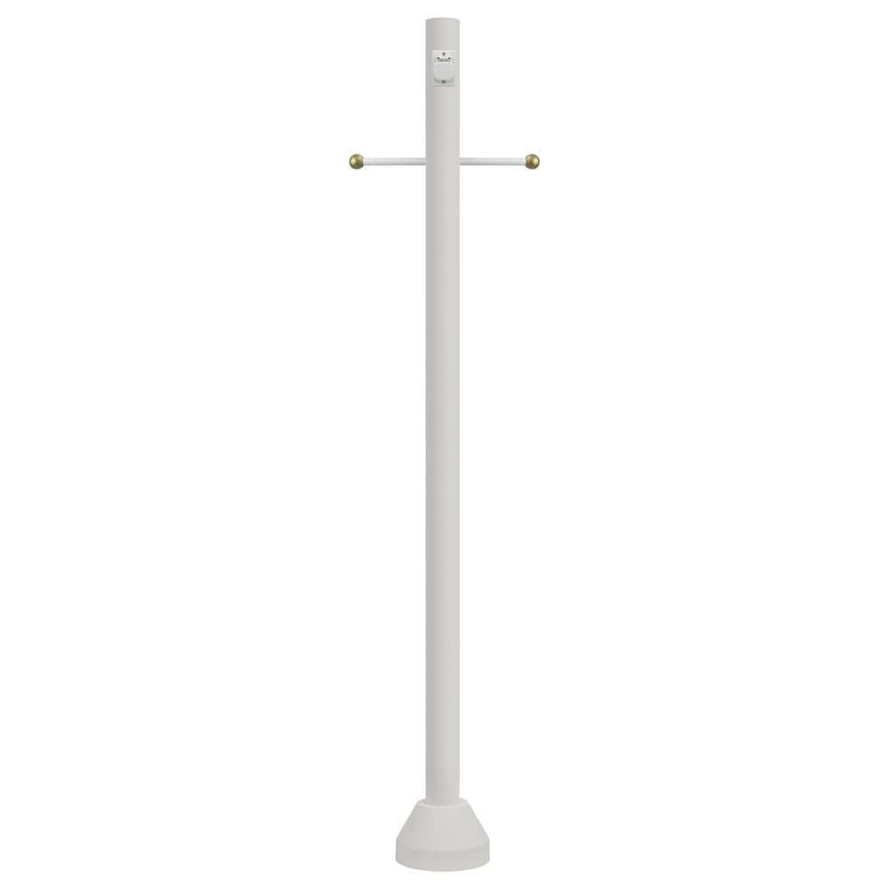 SOLUS 6 ft. White Outdoor Surface Mount Lamp Post with Cross Arm ...