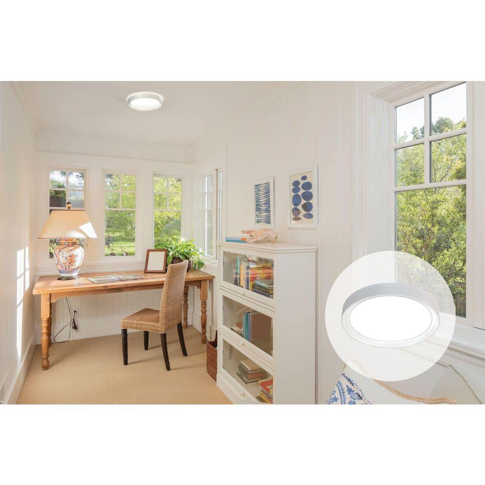 Juno 17 in. 23.8-Watt Matte White Integrated LED Semi-Flush Mount with ...