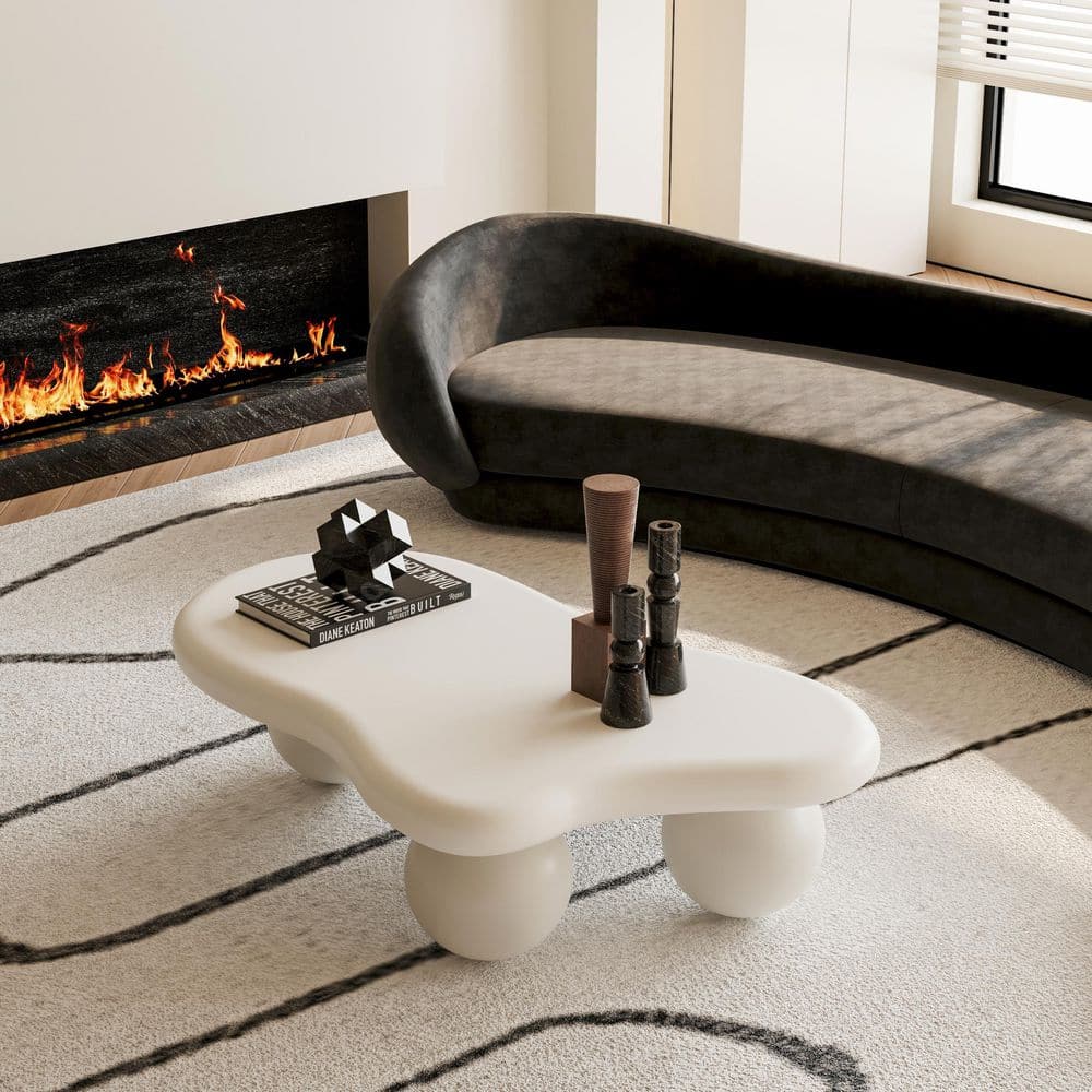 Noble House Jorian 40 in. Modern Cream White Specialty Shaped MDF Wood ...