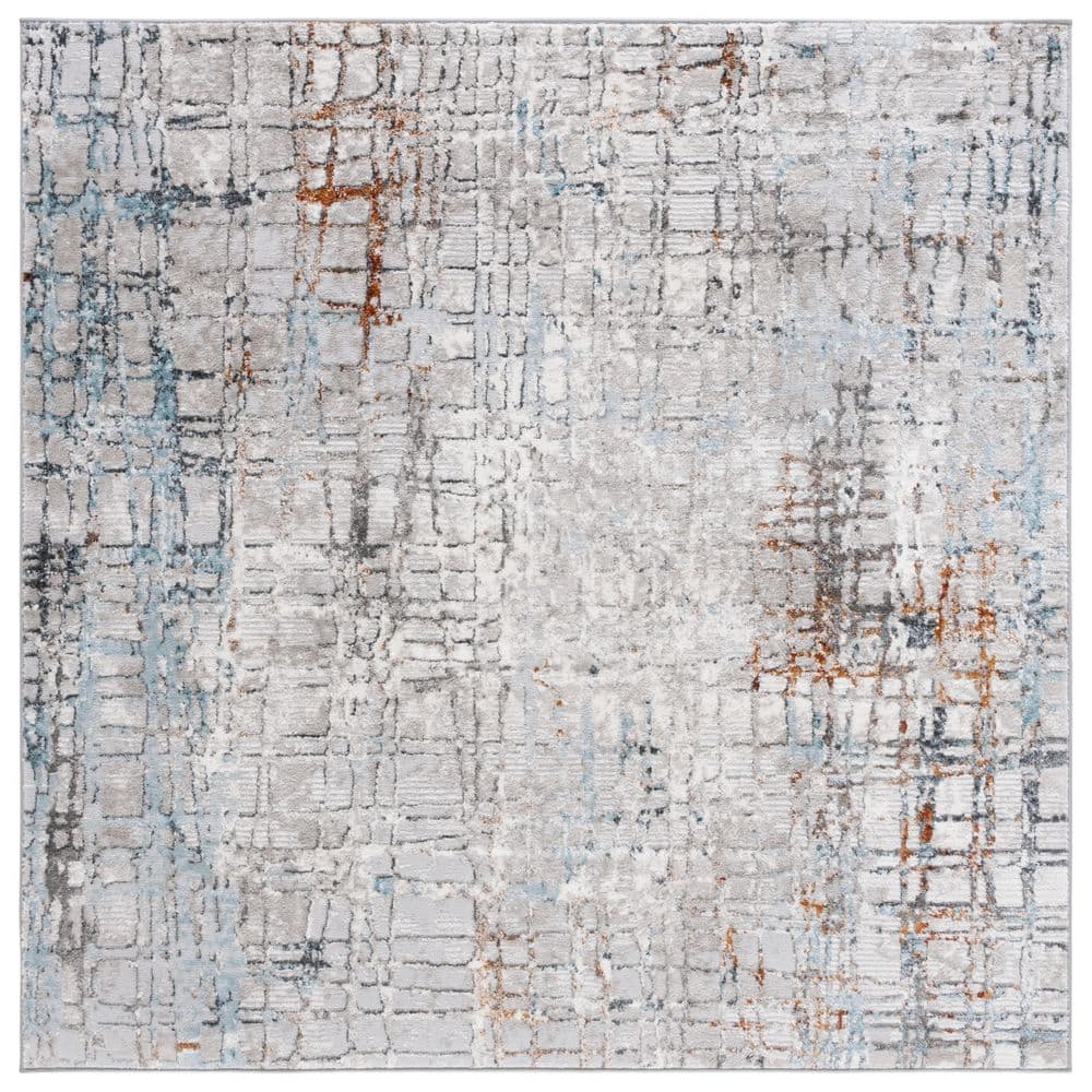 SAFAVIEH Meadow 7 ft. x 7 ft. Gray/Blue Distressed Abstract Square Area ...