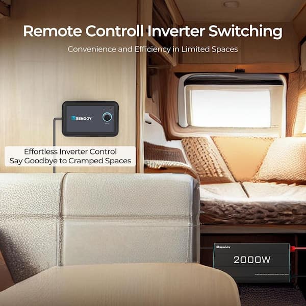 Renogy 2000-Watt 12V DC to 120V AC Pure Sine Wave Inverter Off-Grid ...