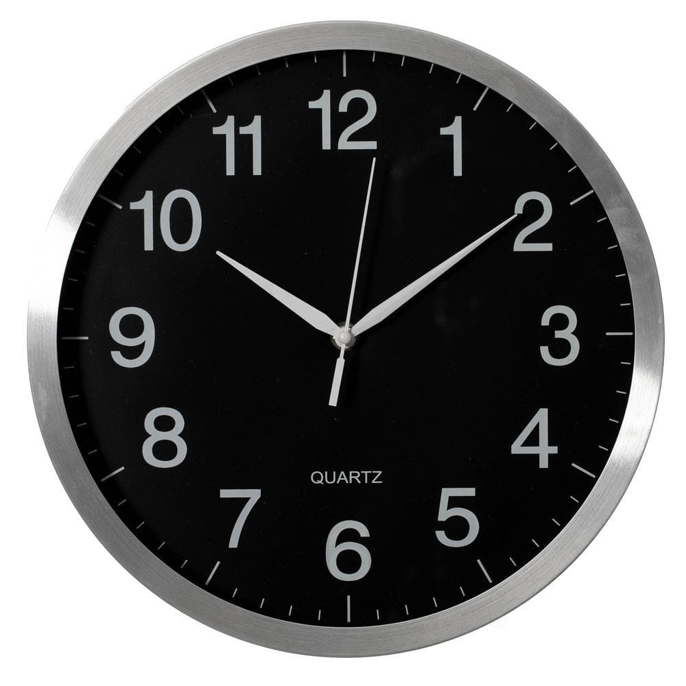 CLOCKSWISE 12 in. Round Quartz Wall Clock Non-Ticking Battery Operated ...