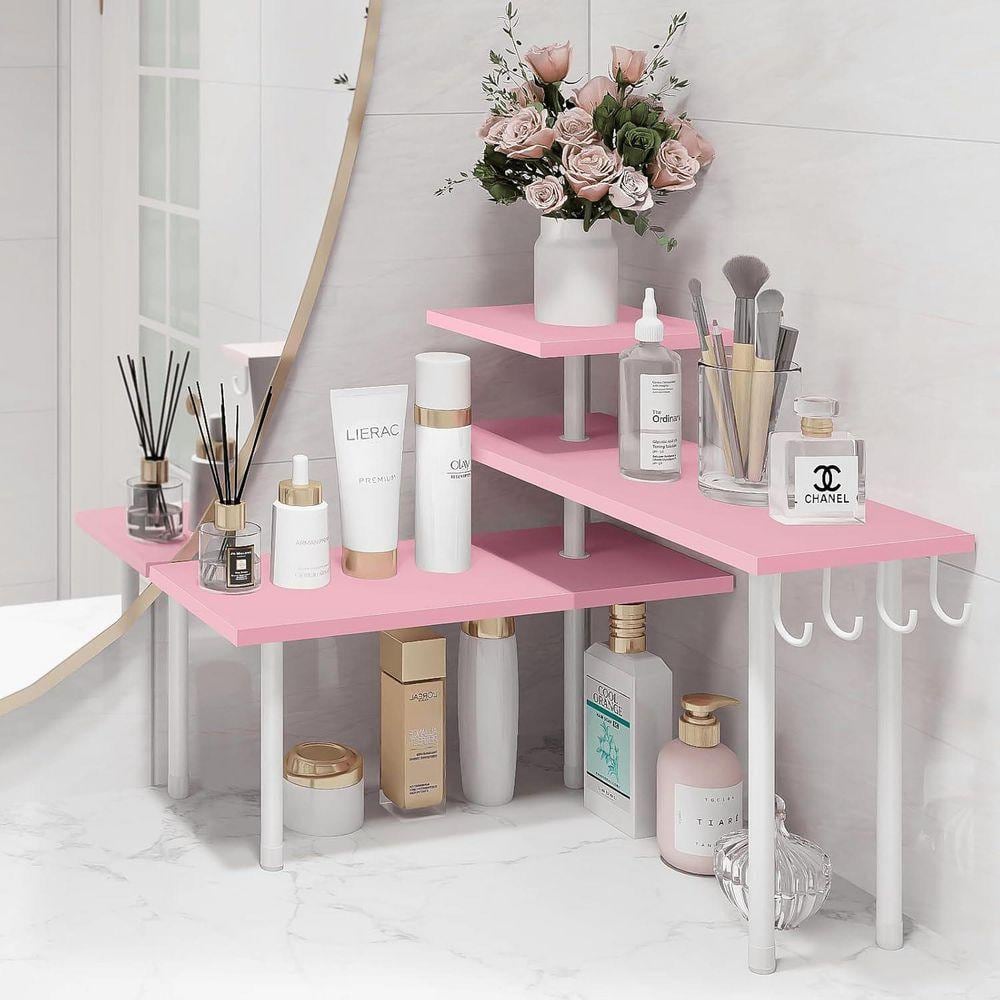 Cubilan Pink 17 in. x 15.3 in. Wood Storage Organize Decorative Basket ...