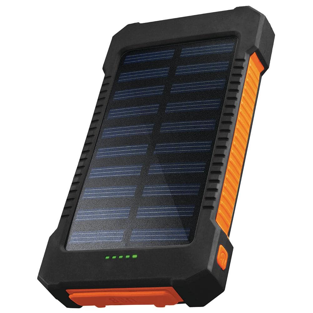 CHARGEWORX 10000MAH Solar Powered Power Bank CHA-CX6560BK - The Home Depot