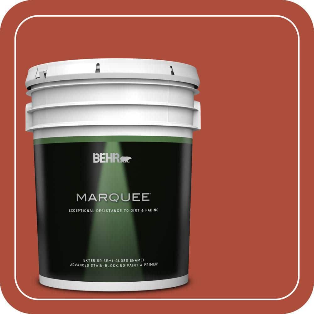 BEHR MARQUEE 5 gal. #MQ4-35 Torch Red Semi-Gloss Enamel Exterior Paint ...