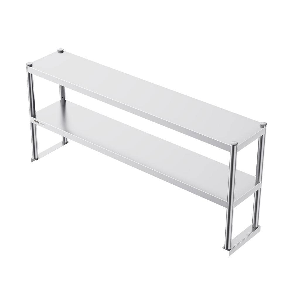 VEVOR Double Tier Stainless Steel Over Shelf 12 x 60 in. Double Deck ...