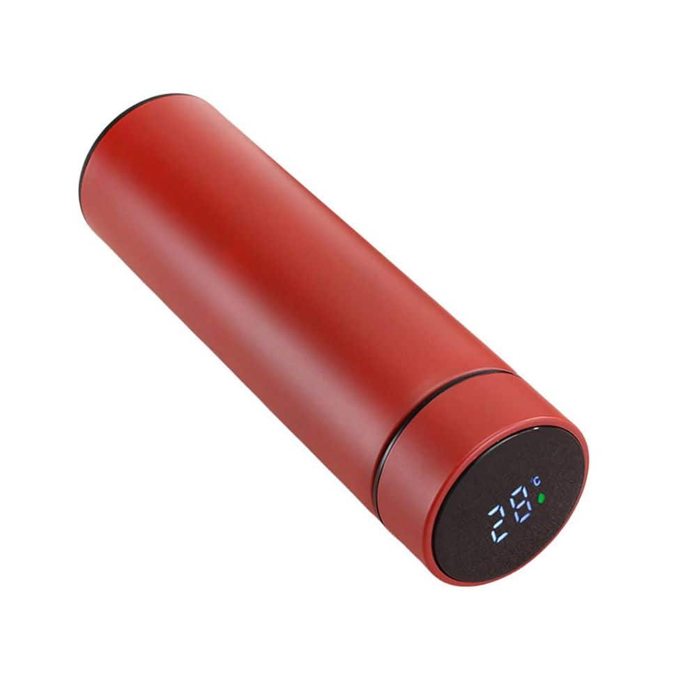 Wudkey 15 oz. Red Stainless Steel Smart Water Bottle Vacuum Flask ...