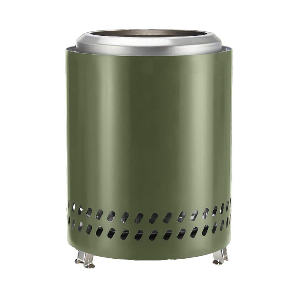 JimsMaison 7 in. Green Steel Portable Fire Pit with Flame Ring and ...