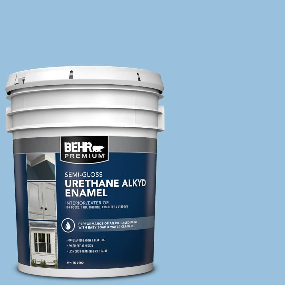 BEHR PREMIUM 5 gal. #M520-3 Charismatic Sky Urethane Alkyd Semi-Gloss ...