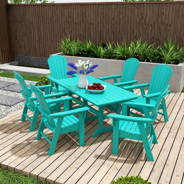 WESTIN OUTDOOR Altura Outdoor Patio Weather Resistant Turquoise 7-Piece ...