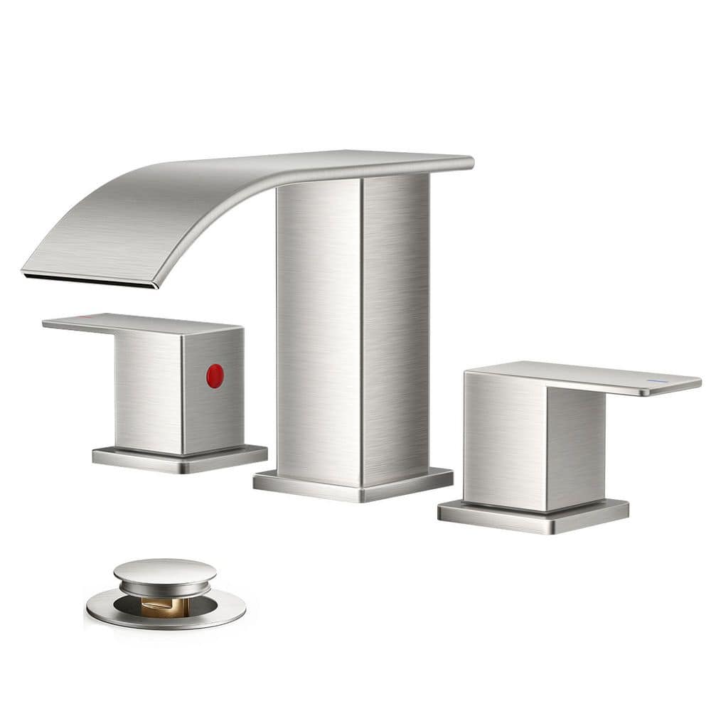 Forious pro 8 in. Waterfall Double Handle Bathroom Faucets with Metal ...