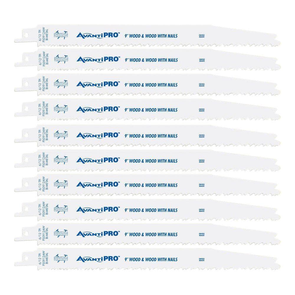 Avanti Pro 9 in. 6/12 TPI Wood Cutting Reciprocating Saw Blades (10 ...