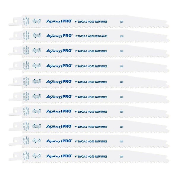 Avanti Pro 9 in. 6/12 TPI Wood Cutting Reciprocating Saw Blades (10 ...