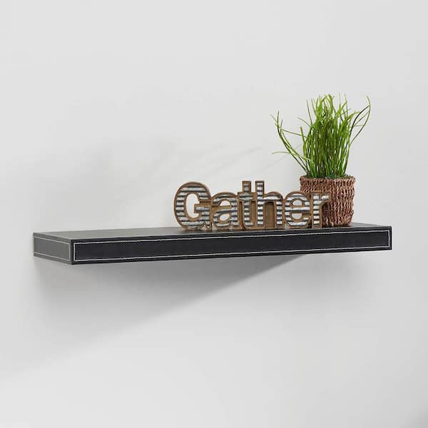 Unbranded Azure 10 in. Floating Black Leather Shelf Price Varies by Length VAZURE1024BK