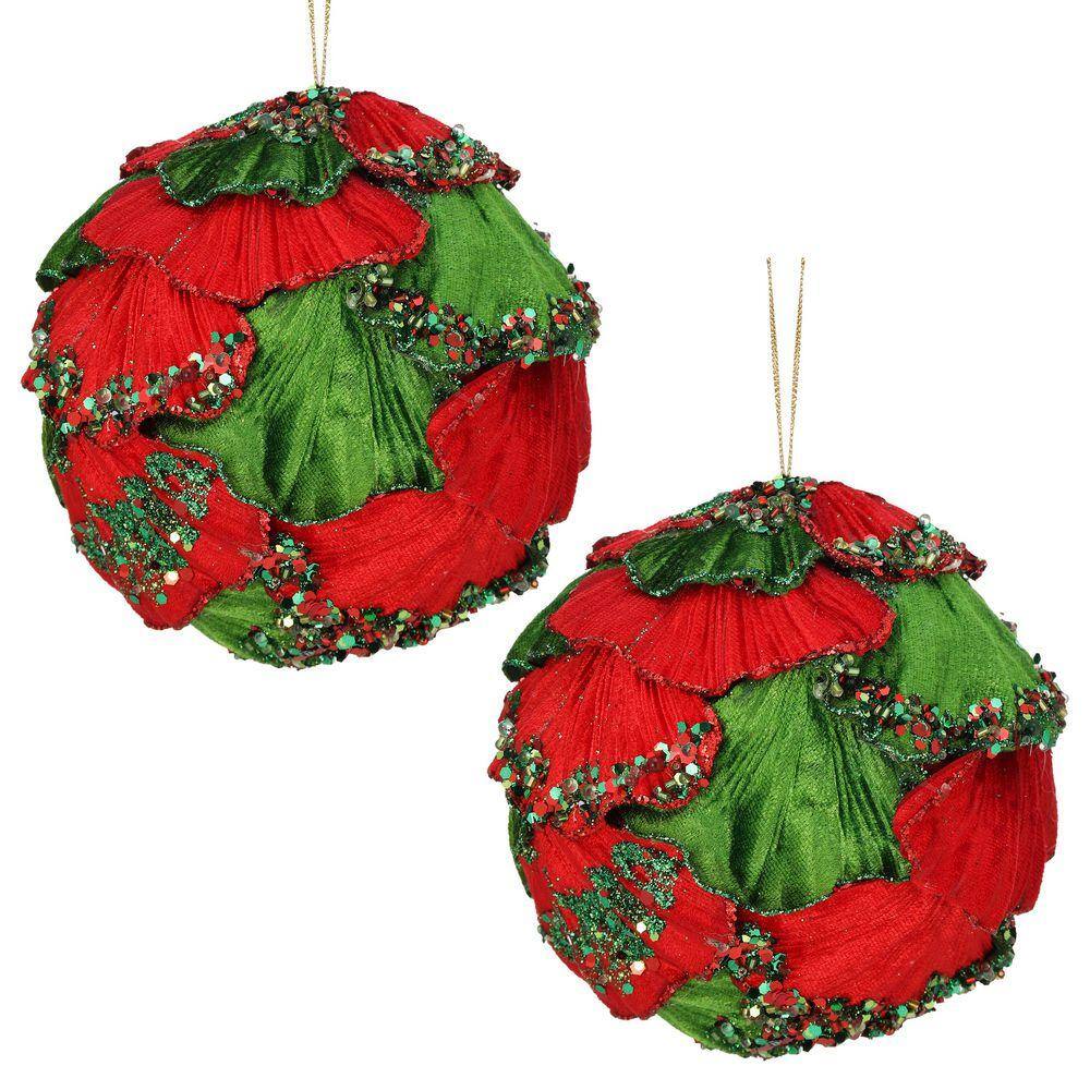 Regency International 5 in. Jewel Encrusted Leaf Ball Ornament (Set of ...