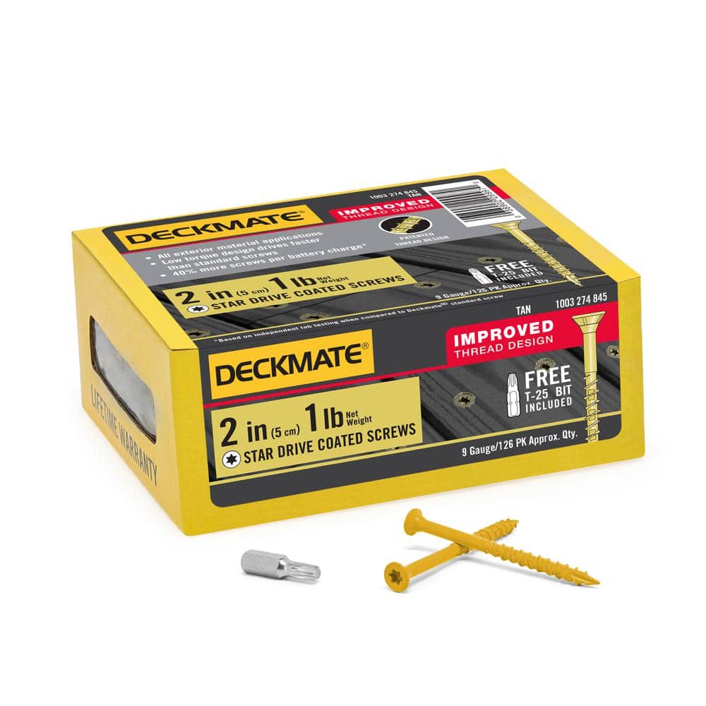 DECKMATE #8 x 2 in. Tan Star Flat-Head Wood Deck Screws (1lb. / 126 ...