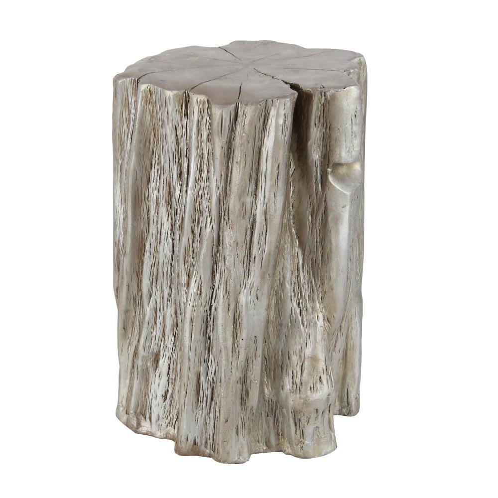 Litton Lane 13 in. Silver Tree Trunk Medium Round Fiberglass End Table ...